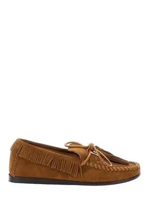 Isabel Marant Fitza Suede Loafers With Bow And Fringe - Brown