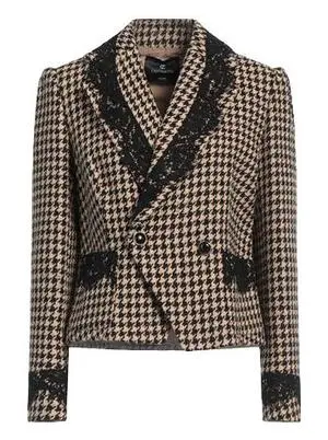 CRISTINAEFFE Double-breasted Houndstooth Tweed Blazer - Beige