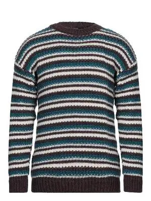 TAKESHY KUROSAWA Striped Heavy Knit Crewneck Sweater - Green
