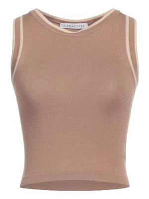 CARACTÈRE Sleeveless Lightweight Knit Top Camel