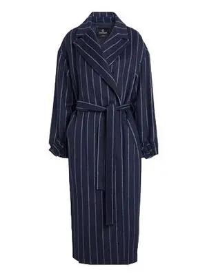 CRISTINAEFFE Belted Striped Coat - Blue