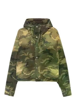 424 Camouflage-pattern Cropped Jacket - Green