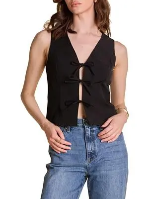 Endless Rose Sleeveless Tie-front Top - Black