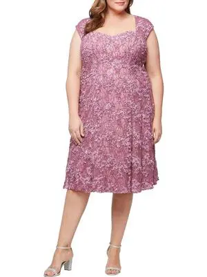 Alex Evenings Soutache Sheath Cocktail Dress - Dark Mauve