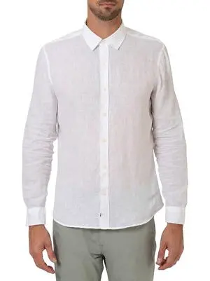 MAVI Slim Fit Long Sleeve Linen Button-up Shirt - White