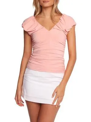 PETAL & PUP Kenzie Ruched Jersey Top - Pink