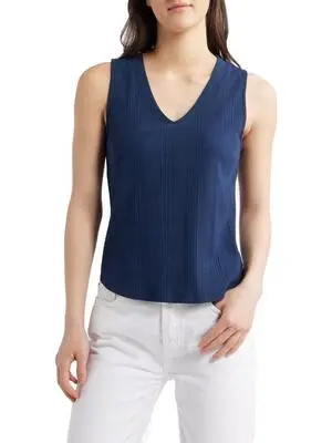 Wit & Wisdom V-neck Rib Tank - Navy