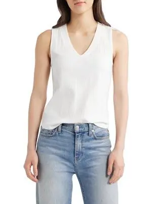 Wit & Wisdom V-Neck Rib Tank Off White
