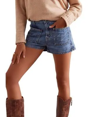 Free People Bettie Sailor Patch Pocket Denim Shorts - Vixen