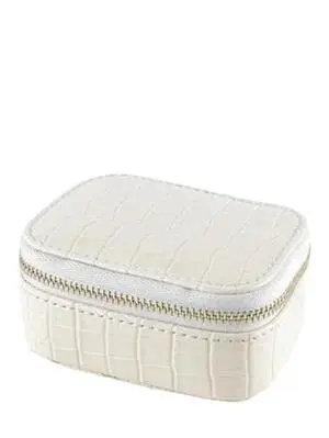 EMMA RAE Faux Leather Mini Jewelry Case - White
