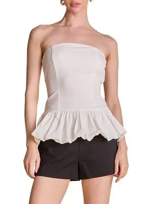 Endless Rose Strapless Bubble Hem Peplum Top - Ivory