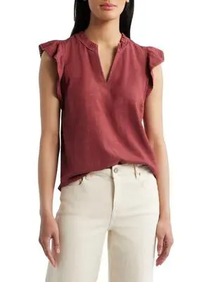 Wit & Wisdom Flutter Sleeve Top Apple Butter
