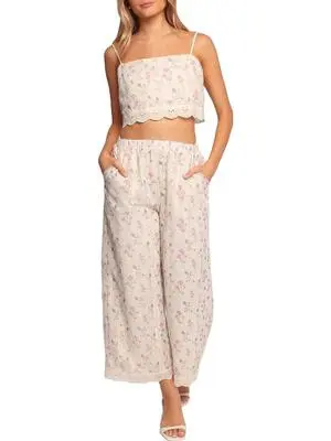 PETAL & PUP Floral Print Camisole & Wide Leg Pants Set - Pink Floral