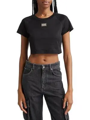 Dolce & Gabbana Logo Plate Crop Top - N0000 Black