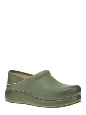 Dansko Platform Clog - Green Burnished Nubuck