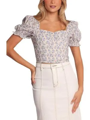 PETAL & PUP Floral Sweetheart Neck Top - Parisian Bloom