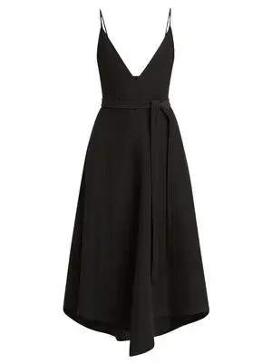 Proenza Schouler Elaine Belted Linen-blend Midi Dress - Black