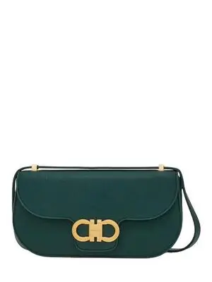 FERRAGAMO Double Gancini East-west Crossbody Bag - Green