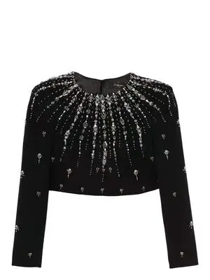 M.MARQUISE Franca Embellished Crop Top - Black