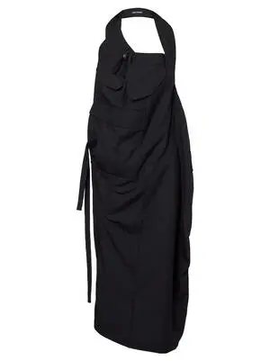 Junya Watanabe Halterneck Wool Midi Dress - Black