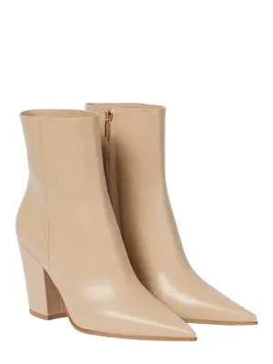 GIANVITO ROSSI Keinna 85 Leather Ankle Boots - Beige