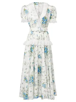 RODARTE Satin And Broderie Anglaise Maxi Dress - White