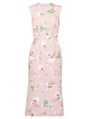Erdem Floral Cotton-blend Faille Midi Dress - Pink