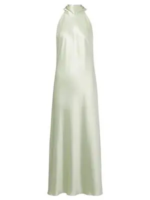 Galvan Sienna Scarf-detail Satin Maxi Dress - Green