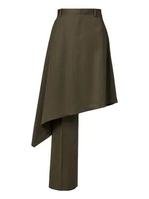 Bottega Veneta Asymmetric Wool Midi Skirt - Green