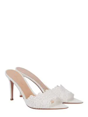 GIANVITO ROSSI Yvonne 85 Lace Sandals - White