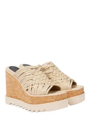 Stella McCartney Sneak-elyse Woven Wedge Sandals - White