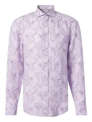 Brunello Cucinelli Printed Linen Shirt - Purple
