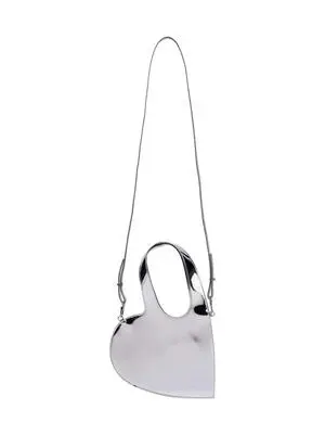 Coperni Heart Mirrored Leather Crossbody Bag - Silver