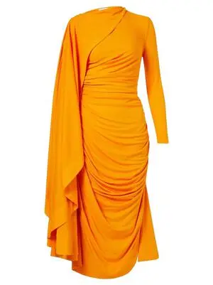 Bottega Veneta Draped Jersey Maxi Dress - Orange