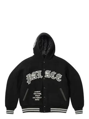PALACE Hooded Varsity Jacket - Black