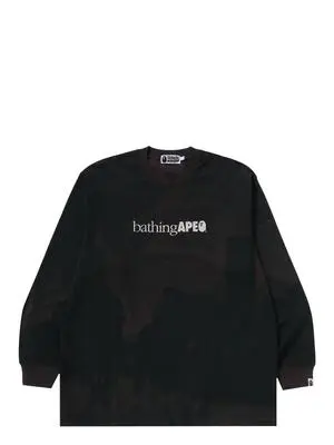 A BATHING APE Overprint Logo Relaxed Fit Long-sleeve Tee - Black