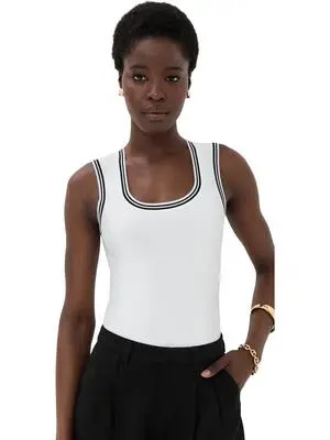 LE BOP Ringer Tank Bodysuit - White & Black
