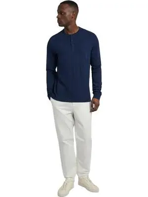 Onia Long Sleeve Slub Henley - Deep Navy