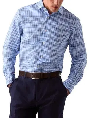Robert Talbott Reynolds Bold Check Shirt In Contemporary Fit - Blue/blue