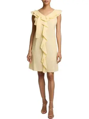Santorelli Silvi Short Sleeve Shift Dress With Ruffle Panels - Chamomile