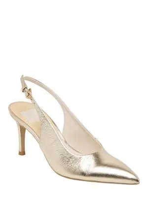 Dolce Vita Elasi Pointed Toe Slingback Pumps Light Gold Crinkle Patent