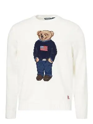 Ralph Lauren Polo Bear Embroidered Linen And Cotton-blend Jumper - Deckwash White