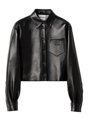 Miu Miu Plongé Nappa Leather Shirt - Black