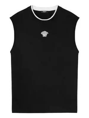 Versace Medusa-embroidered Tank Top - Black