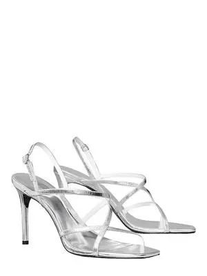 Tory Burch Multi-Strap Stiletto Sandals Silver