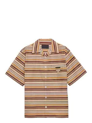Prada Striped Bowling Shirt - Brown