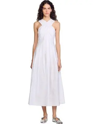 Sandro Sleeveless Wrap Maxi Dress - White