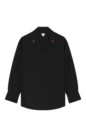 Bottega Veneta Matches Detail Light Wool Long Sleeve Shirt - Black
