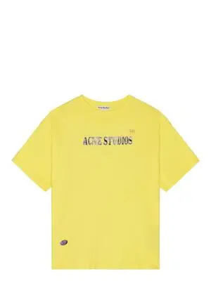 Acne Studios Edra Embroidered T-shirt In Yellow - Bright Yellow