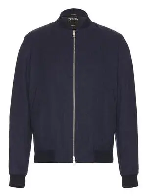 Zegna Oasi Lino Bomber Navy Blue